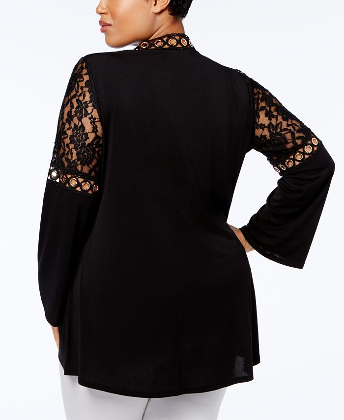 Belldini Plus Size Lace-Trim Cardigan - Macy's