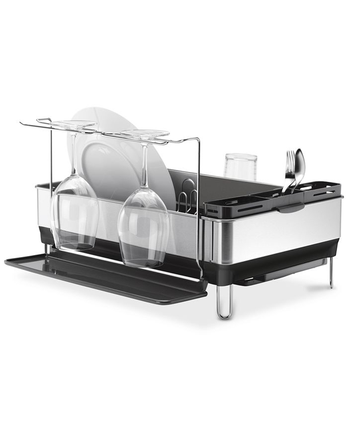 simplehuman Dish Rack, Steel Frame with Wine Glass Holder - Macy's