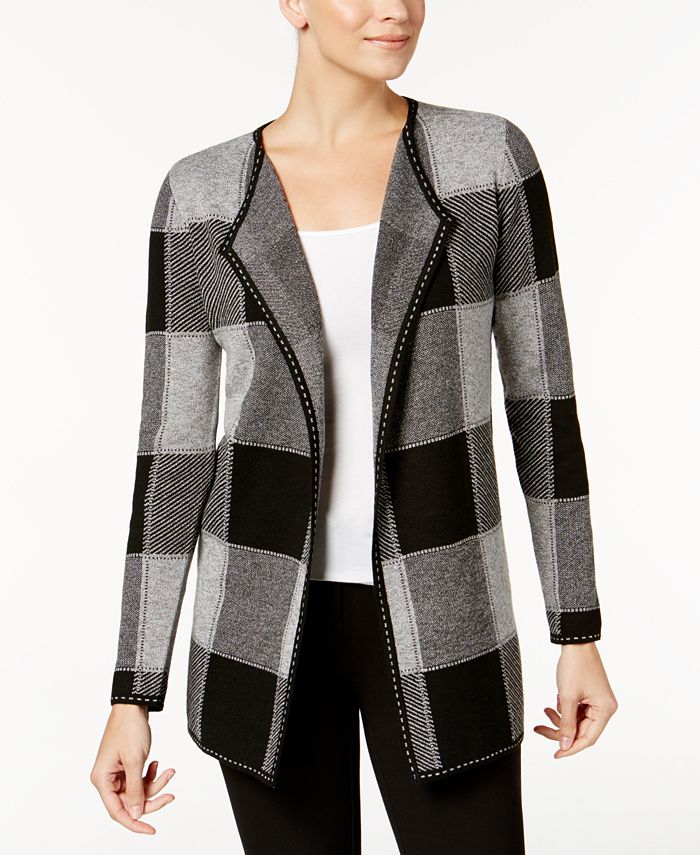 Charter Club Petite Checkered Completer Cardigan, Created for Macy's ...