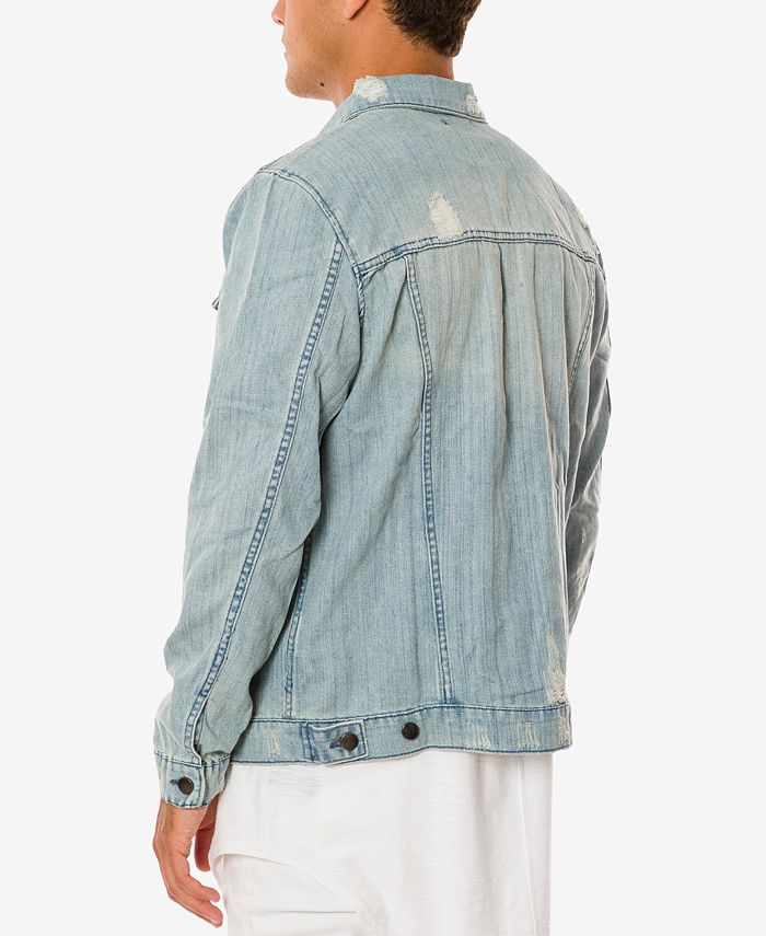Jaywalker Men's Light Indigo Ripped Denim Jacket - Macy's