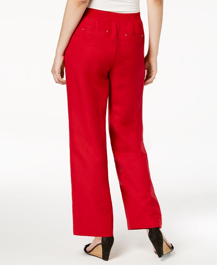 JM Collection Petite Linen-Blend Drawstring Pants, Created for Macy's ...