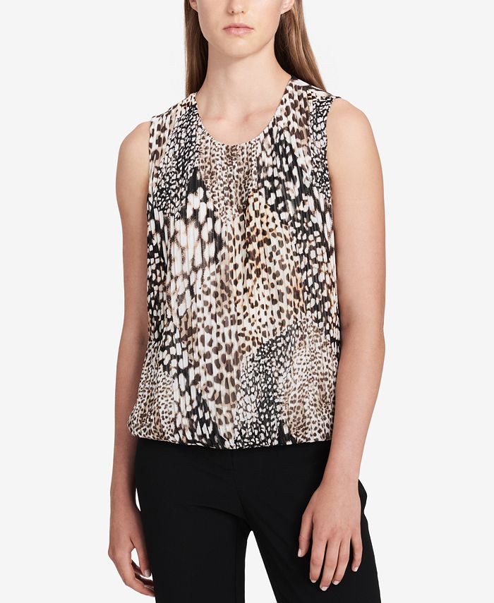 Calvin Klein Animal-Print Top - Macy's