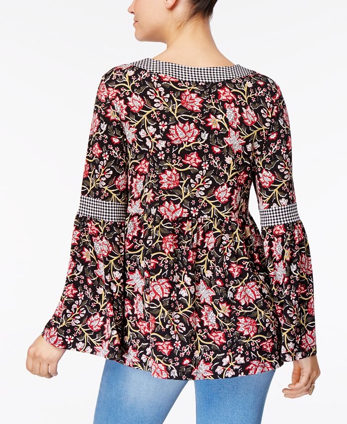 Style & Co Mixed-Print Top, Created for Macy's - Macy's