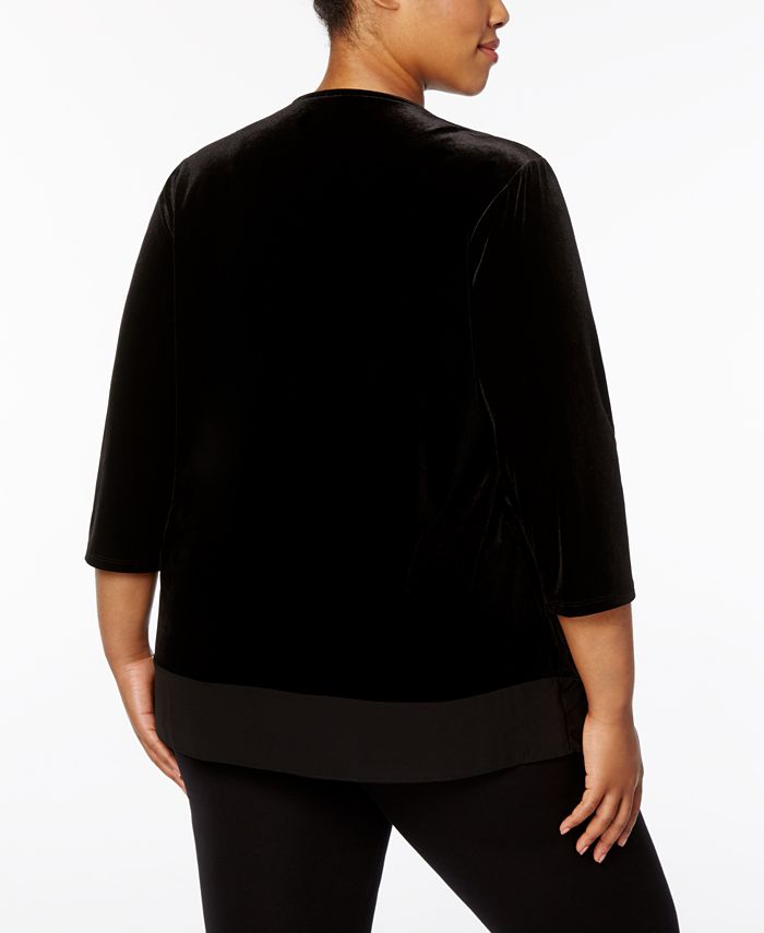 NY Collection Plus Size Velvet Layered-Look Top - Macy's