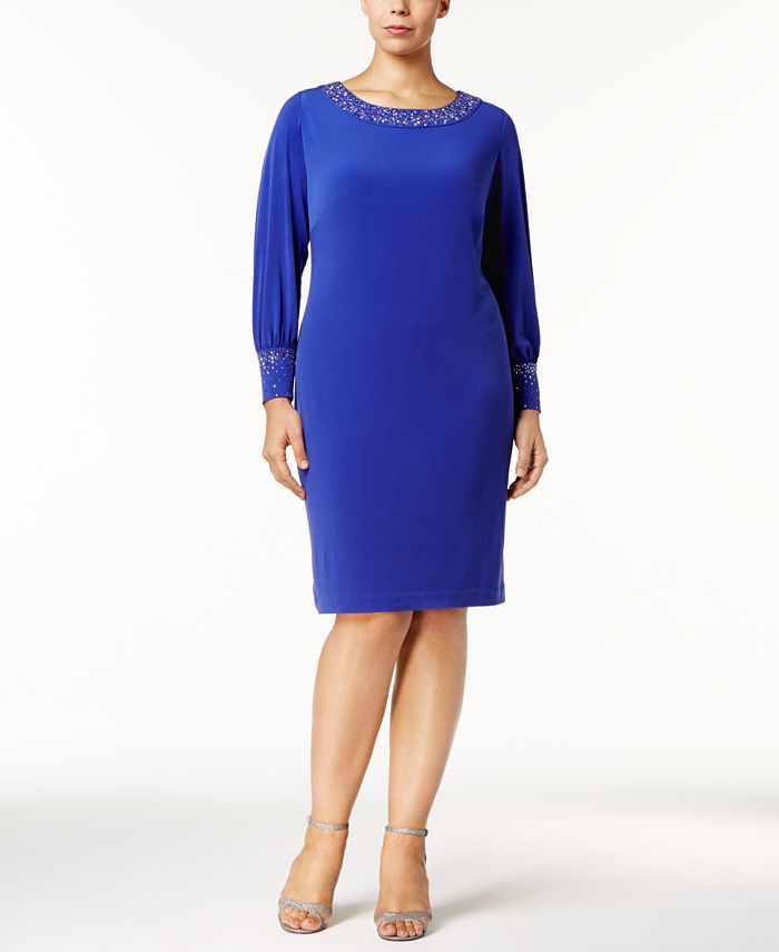 Calvin Klein Plus Size Rhinestone V-Back Dress - Macy's