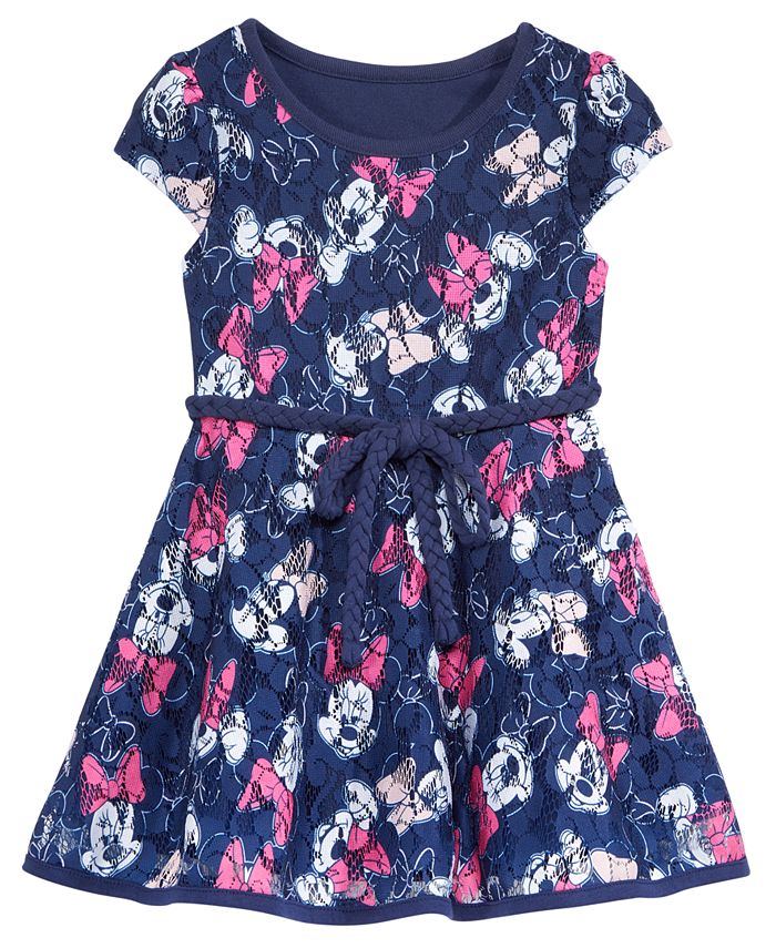 Disney Minnie Mouse-Print Belted Lace Dress, Baby Girls - Macy's