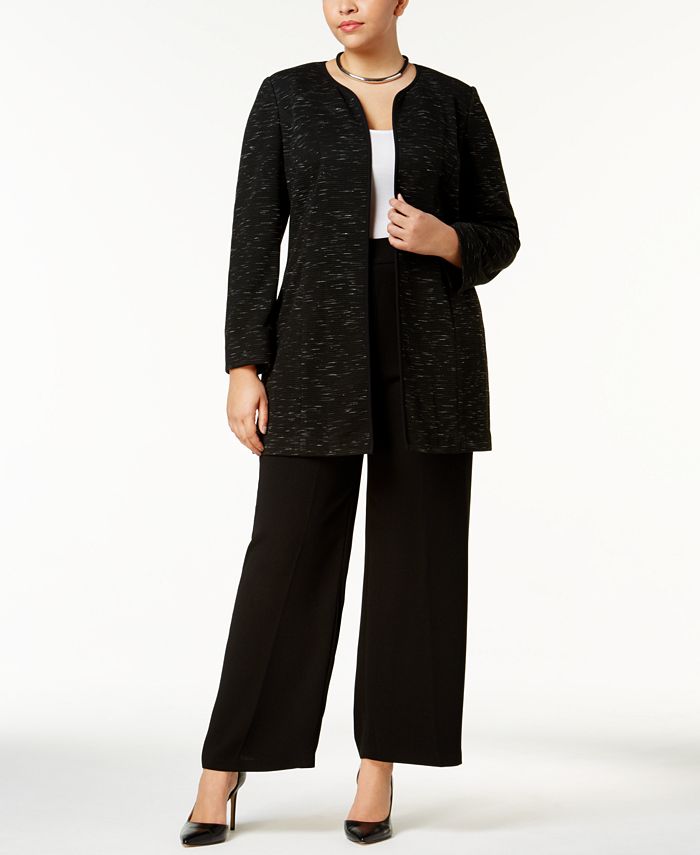 Nine West Plus Size Crinkled Jacquard Topper Jacket - Macy's