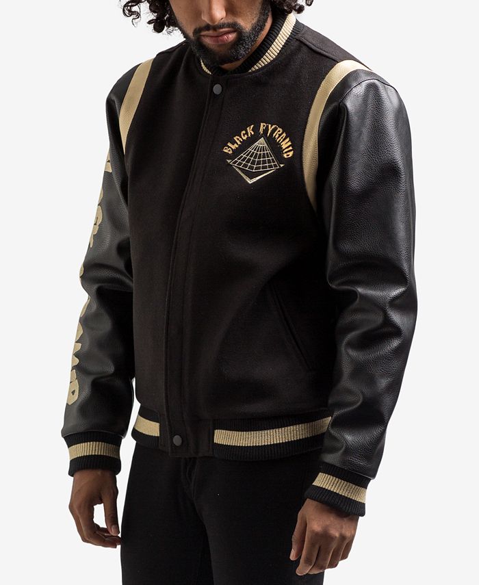 Black Pyramid Men's Drip Logo Varsity Jacket - Macy's