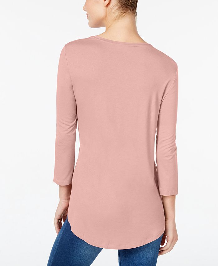 JM Collection Petite Three-Quarter-Sleeve Top, Created for Macy's - Macy's