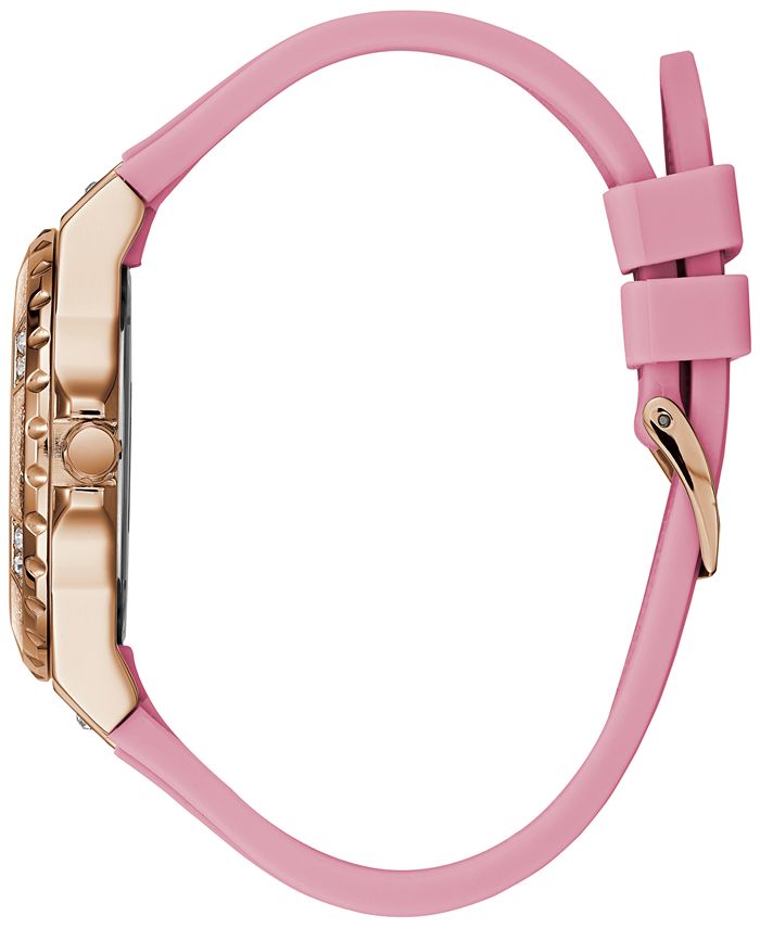 GUESS Women's Pink Silicone Strap Watch 40mm - Macy's