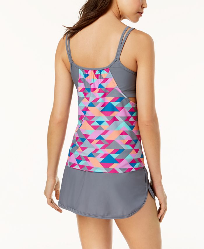 GO by Gossip Triangle Tango Geo Printed Layered-Look Tankini Top ...