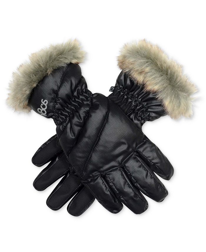 180s Faux-Fur-Trim Puffer Gloves - Macy's