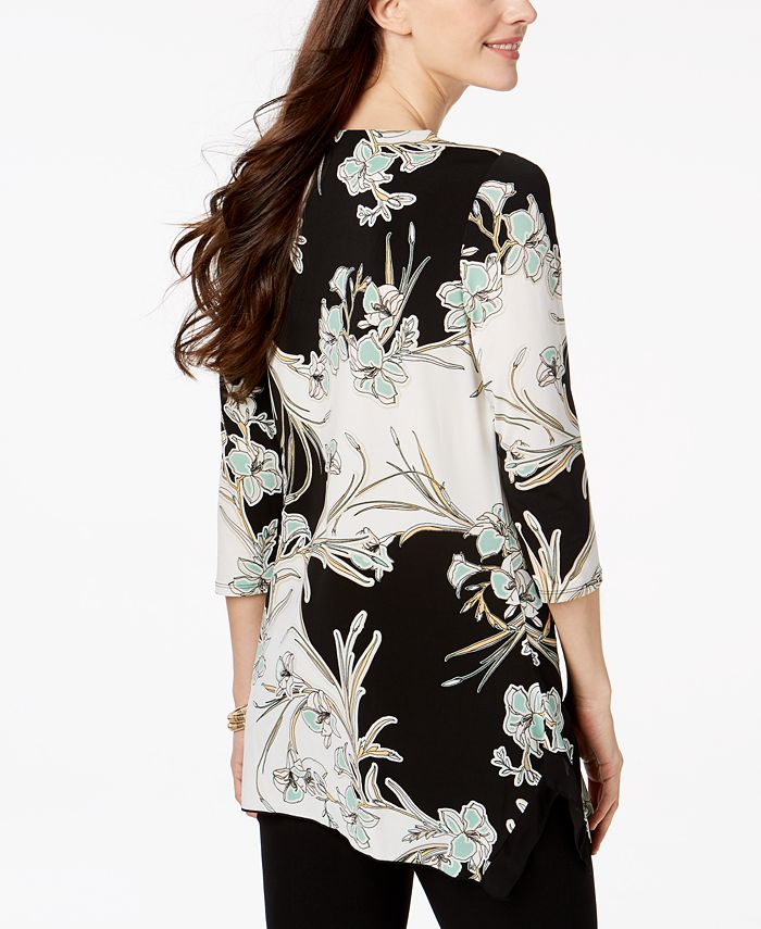 JM Collection Printed Keyhole Tunic, Created for Macy's - Macy's