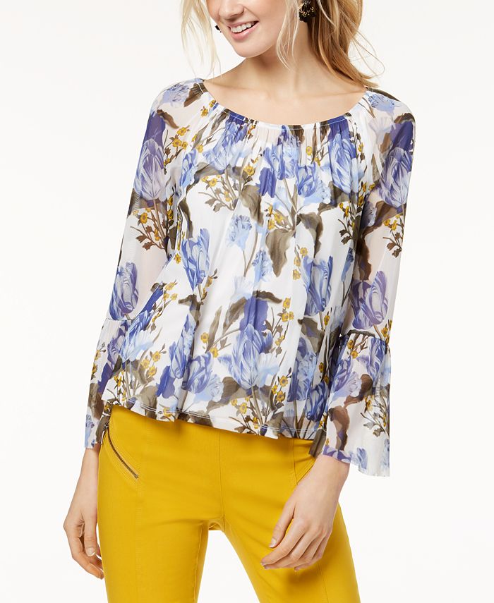 Inc International Concepts I N C Mesh Bell Sleeve Peasant Top Created