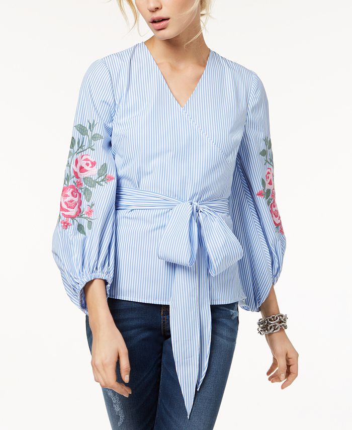 INC International Concepts I.N.C. Embroidered Striped Blouse, Created ...