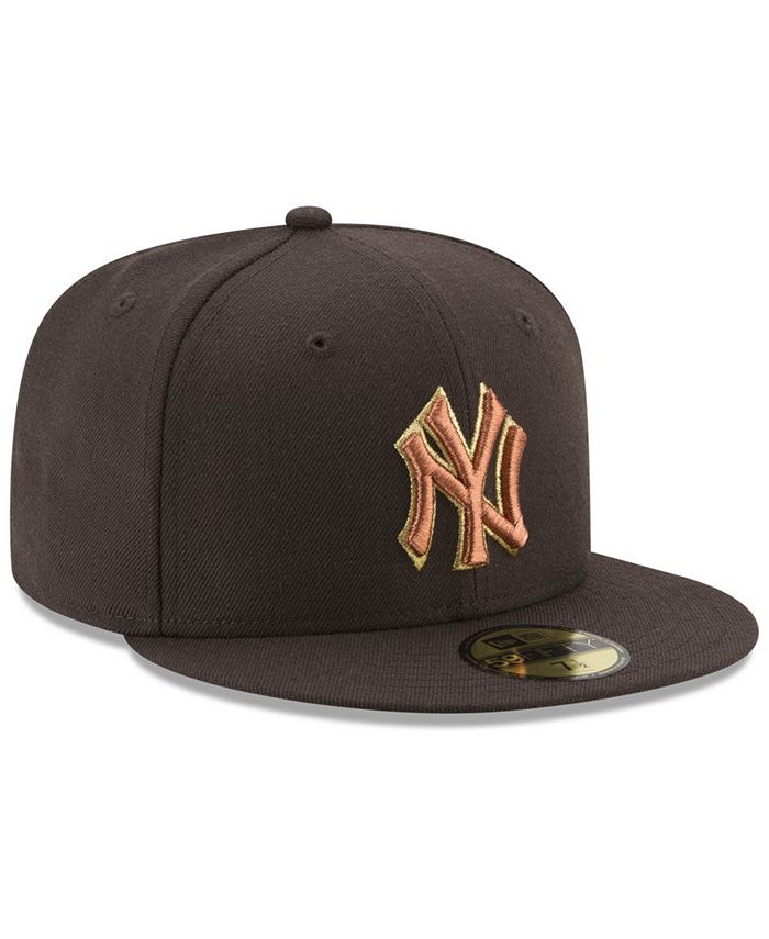 New Era New York Yankees Brown on Metallic 59FIFTY Fitted Cap - Macy's