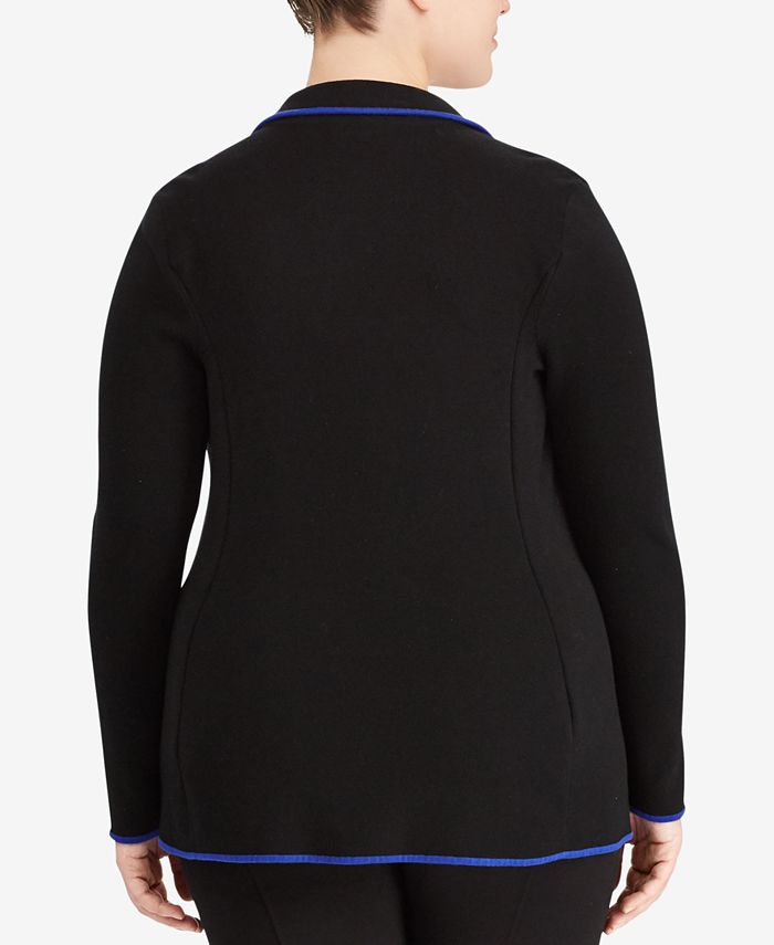 Lauren Ralph Lauren Plus Size Contrast-Trim Jacket - Macy's