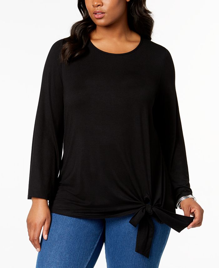 NY Collection Plus Size Tie-Hem Tunic - Macy's