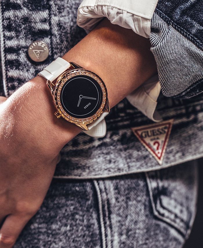 GUESS Connect Women's White Silicone Strap Touchscreen Smart Watch 40mm ...