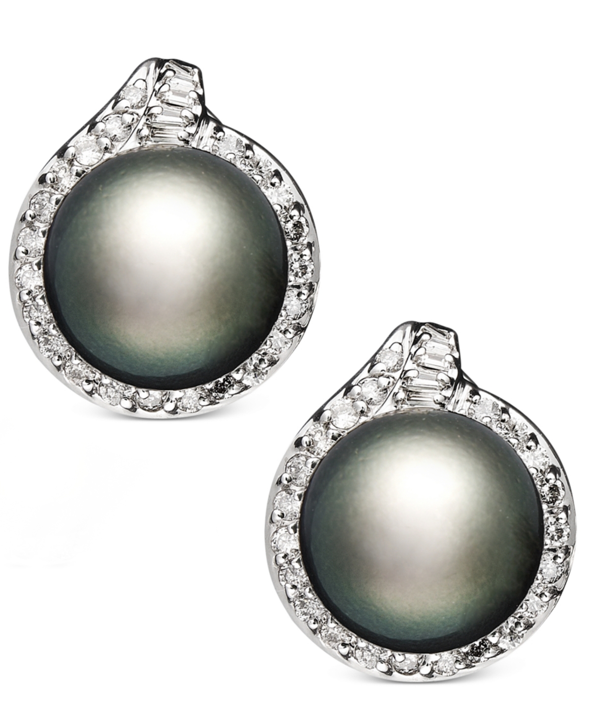 Click here for 14k White Gold Earrings  Cultured Tahitian Pearl (... prices