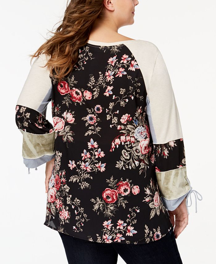 Style & Co Plus Size Mixed-Print Top, Created for Macy's - Macy's