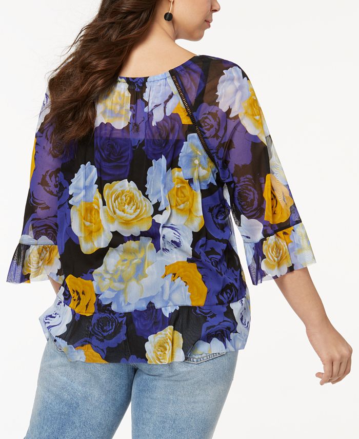 Inc International Concepts I N C Plus Size Floral Print Peasant Top