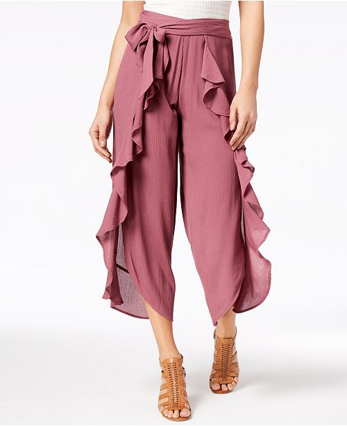 American Rag Juniors' Front-Tie Ruffle Pants, Created for Macy's ...