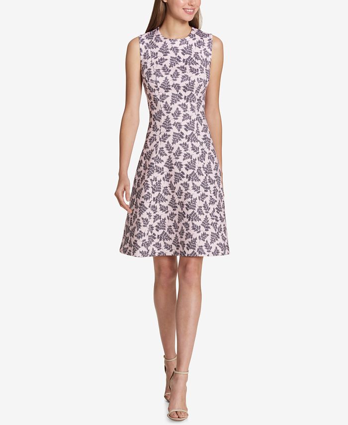 Tommy Hilfiger Printed Scuba Fit & Flare Dress - Macy's