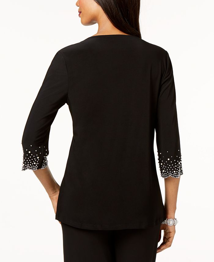 MSK Beaded Mock 2-Pc. Jacket & Top Set & Reviews - Tops - Women - Macy's