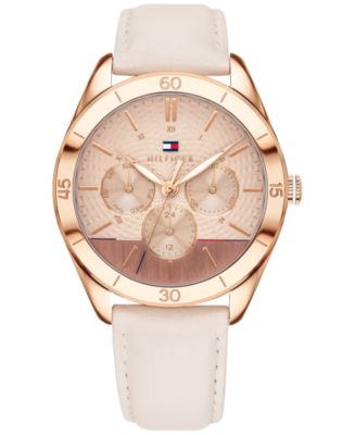 Tommy Hilfiger Women's Blush Leather Strap Watch 40mm, Created for Macy ...