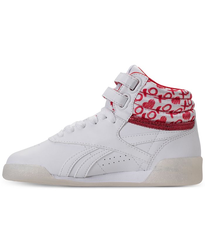 Reebok Little Girls' Freestyle High Top Hearts Casual Sneakers from ...