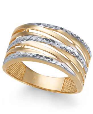 Textured Statement Ring in 14k Gold & White Gold - Macy's