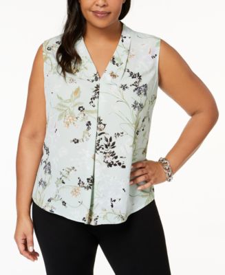 Nine West Plus Size Floral-Print Shell - Macy's