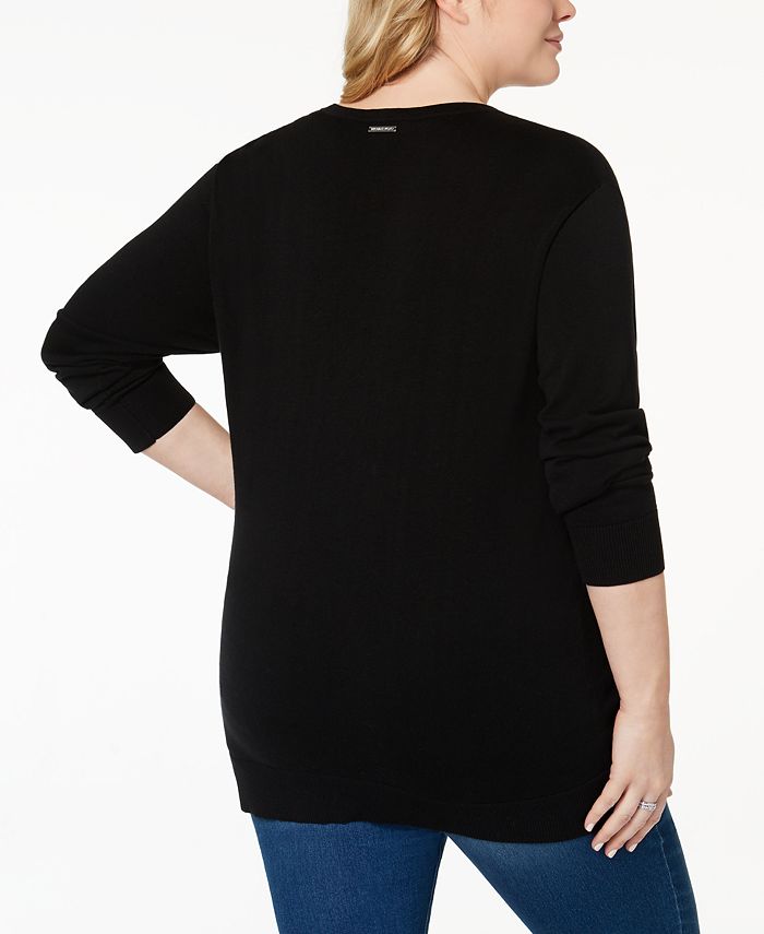 Michael Kors Plus Size Lace-Up Sweater - Macy's