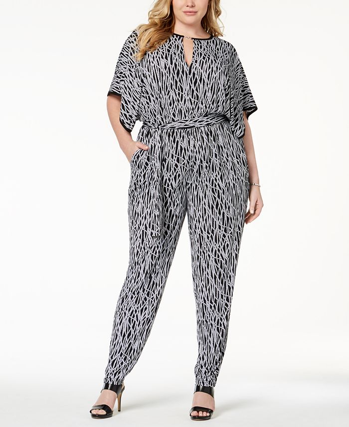 Michael Kors Plus Size Printed Jumpsuit - Macy's