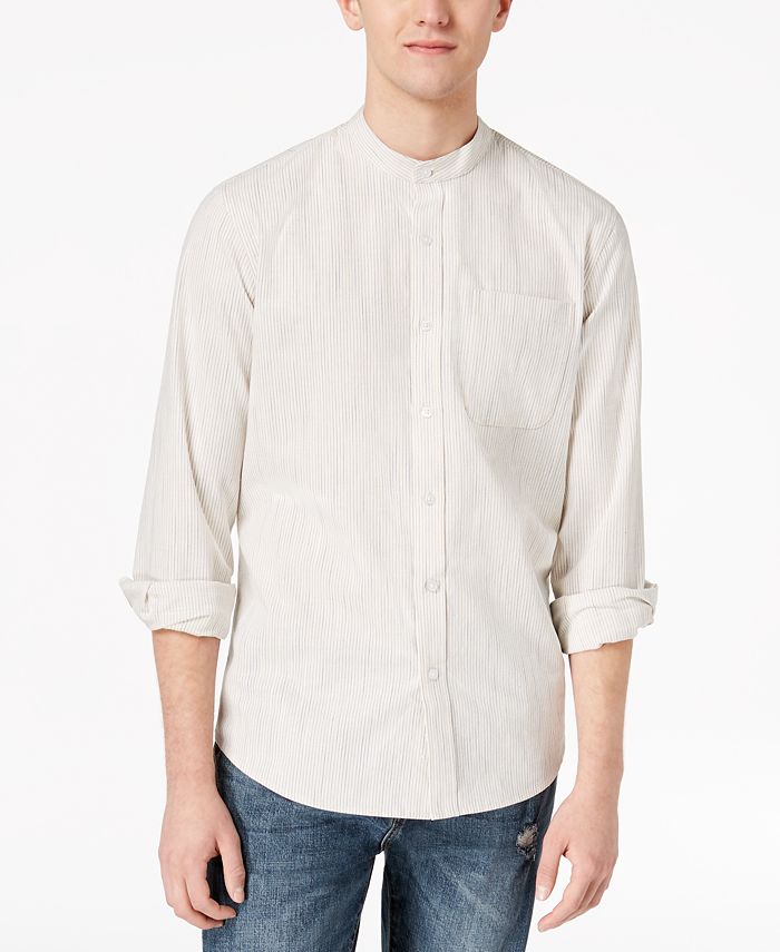 American Rag Men's Chambers Striped Banded Collar Shirt, Created for ...