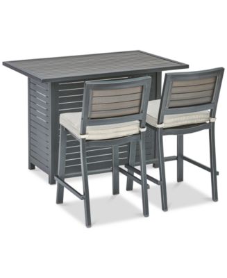 Marlough II Outdoor Aluminum 3-Pc. Bar Set (52" x 32" Bar Table & 2 Bar ...
