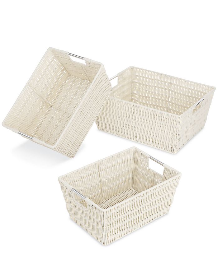 Whitmor Storage Baskets, Set of 3 Rattique - Macy's
