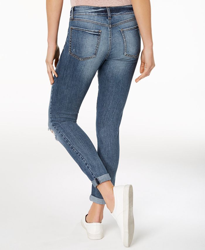 Rewash Juniors' Ripped Embroidered Cuffed Skinny Jeans - Macy's