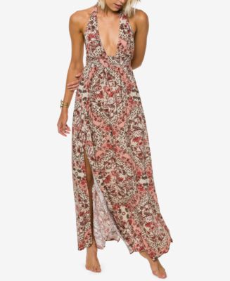 O'Neill Juniors' Dolley Printed Halter Maxi Dress - Macy's