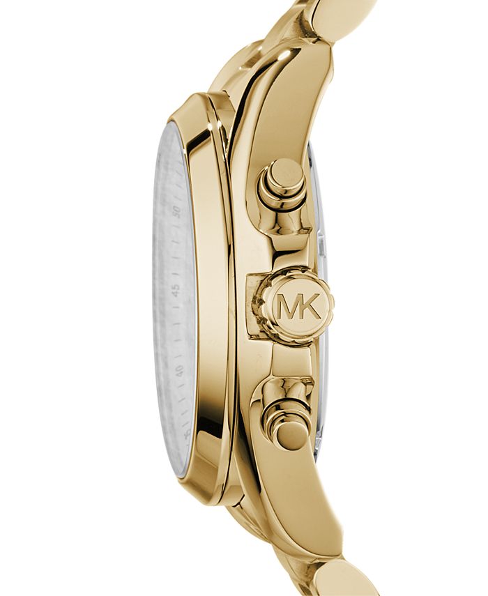 Michael Kors Unisex Chronograph Bradshaw Gold-Tone Stainless Steel Bracelet Watch 43mm MK5605 ...