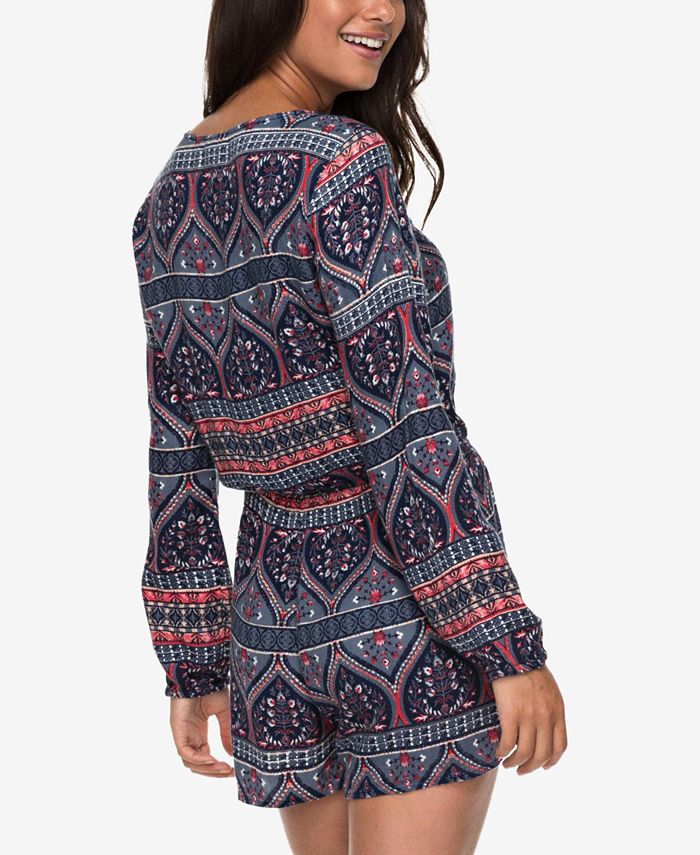 Roxy Juniors' Printed Elastic-Waist Romper - Macy's