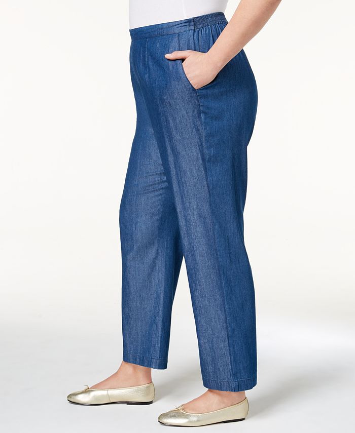 Alfred Dunner Plus Size Sun City Pull On Denim Pants Macys