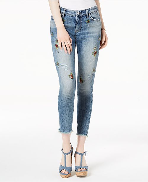 Lucky Brand Ava Embroidered Skinny Cropped Jeans & Reviews - Jeans ...