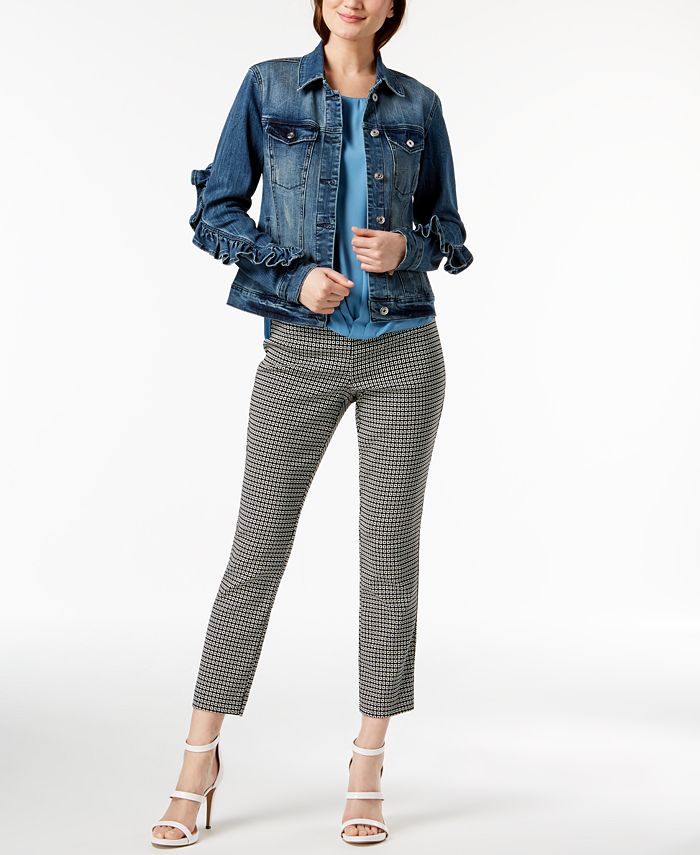 INC International Concepts I.N.C. Ruffled-Sleeve Denim Jacket, Created ...