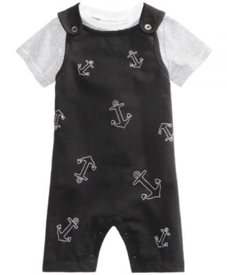 First Impressions 2-Pc. T-Shirt & Anchor-Print Overall Set, Baby Boys, Created for Macy's - Macy's