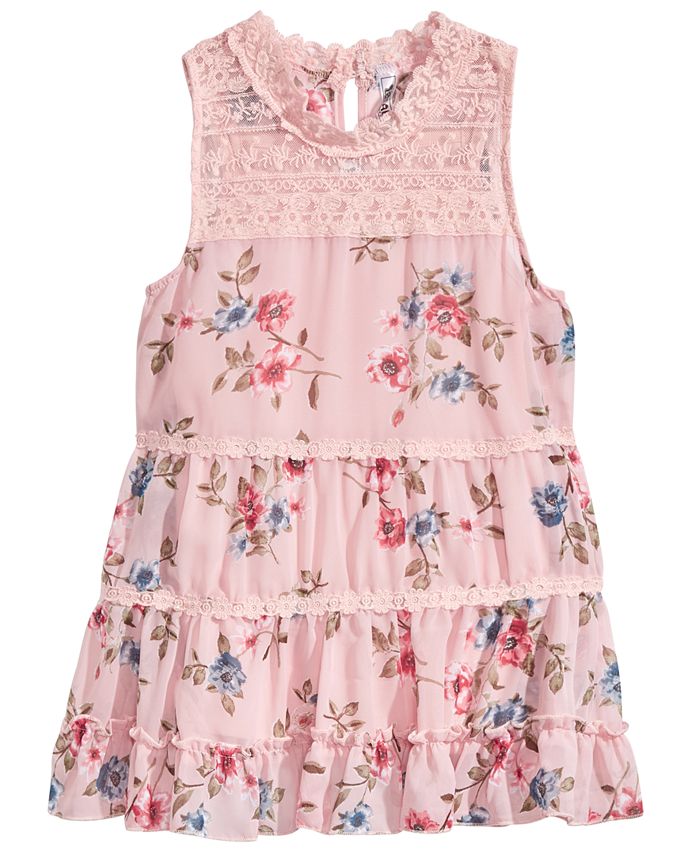 Beautees Floral-Print Ruffle Tank-Top, Big Girls - Macy's