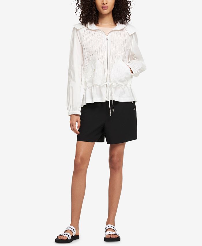 DKNY Cotton Eyelet Drawstring-Waist Jacket - Macy's