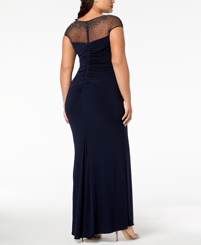 Xscape Plus Size Embellished Illusion Gown Macys