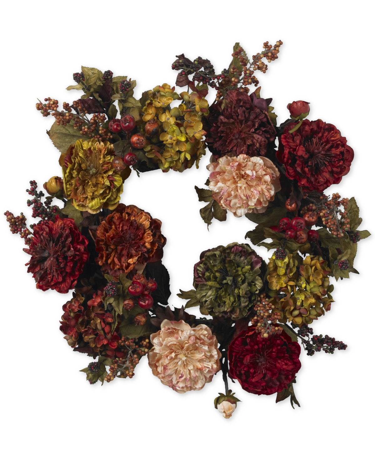 Click here for Nearly Natural 22 Autumn Hydrangea & Peony Wreath... prices